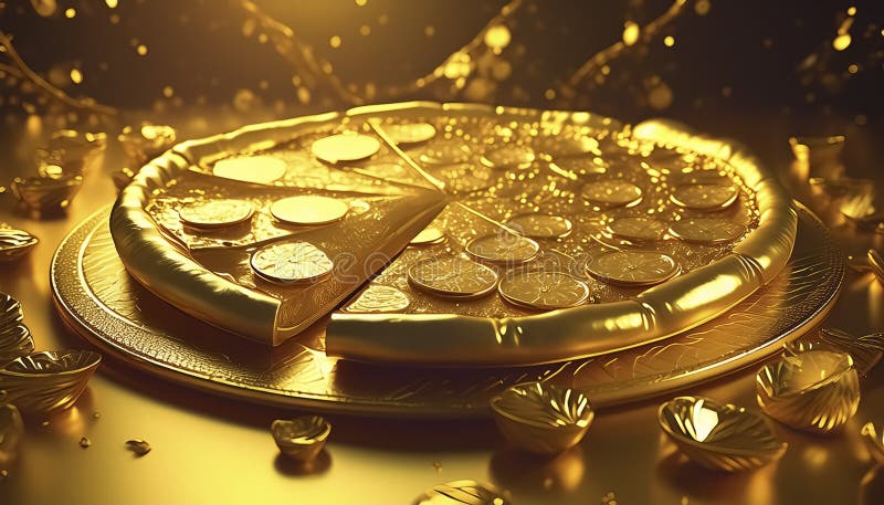 Golden pizza stock illustration. Illustration of golden - 330885246