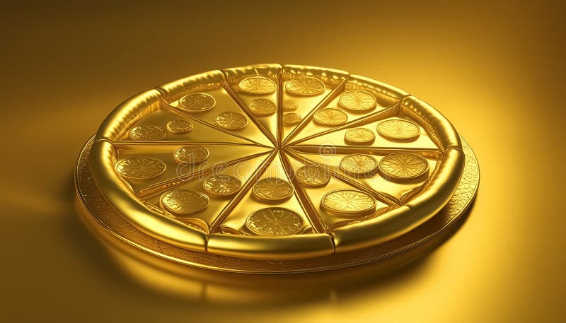 Golden pizza stock illustration. Illustration of popular - 326453174