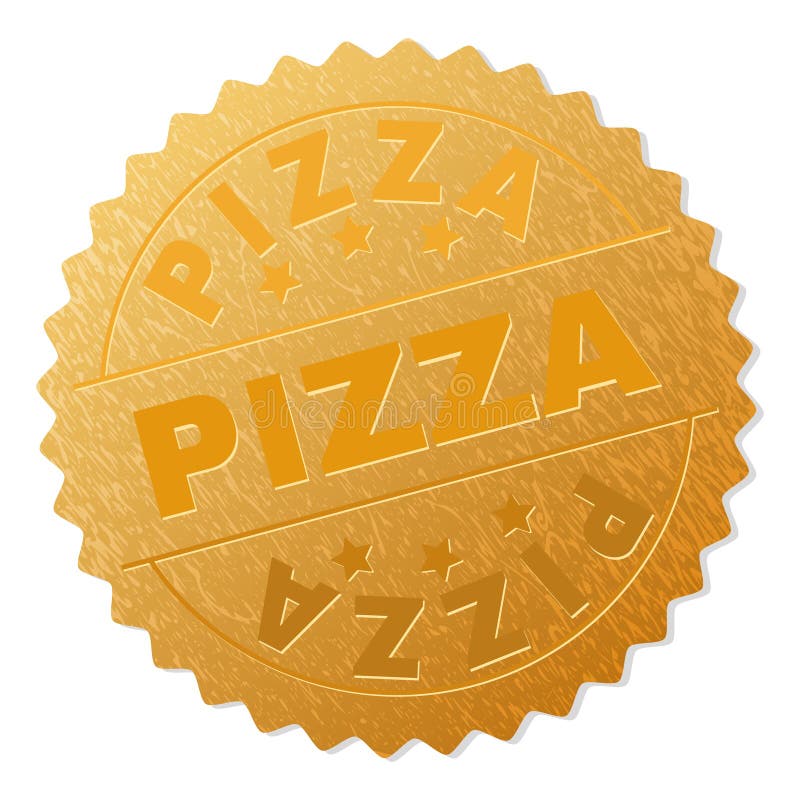 Golden PIZZA Medallion Stamp Stock Vector - Illustration of italian ...