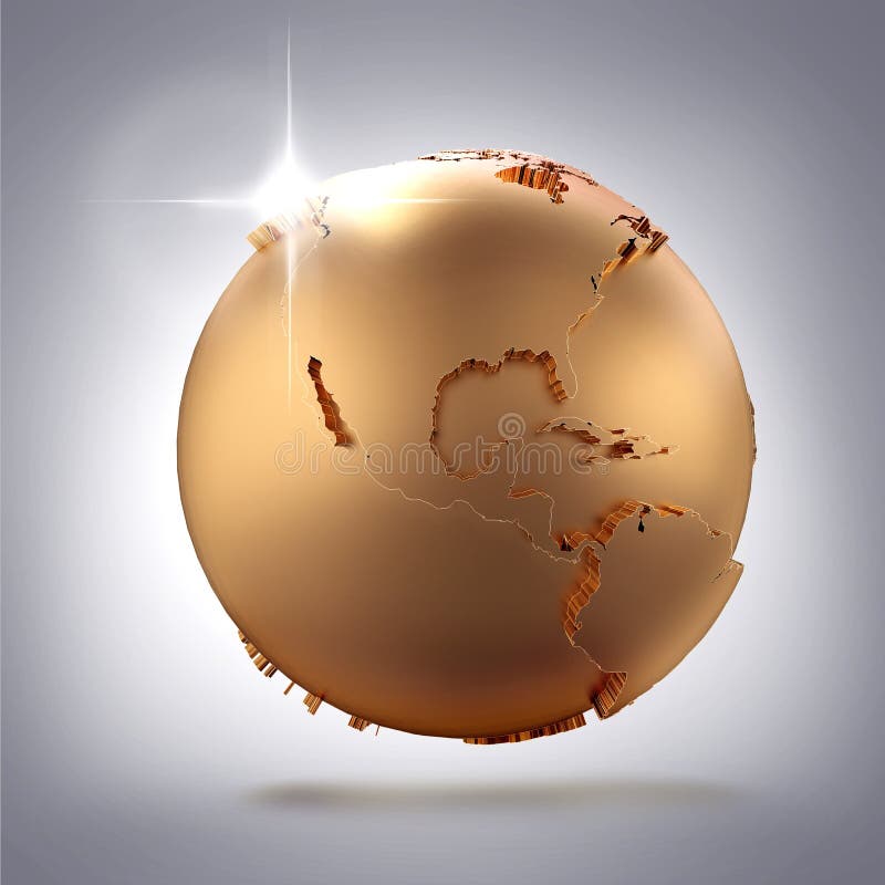 Golden Planet Earth In Outer Space Stock Illustration - Illustration of ...