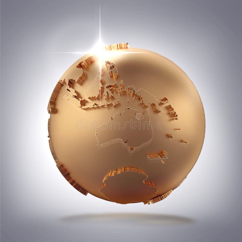 Golden Planet Earth In Outer Space Stock Illustration - Illustration of ...