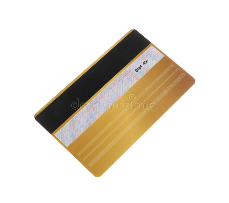 Golden Plastic Credit Card Isolated on White Stock Photo - Image of ...