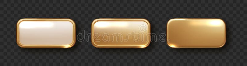 Golden Plate Button Shape with Frame. Realistic Isolated Design Element ...