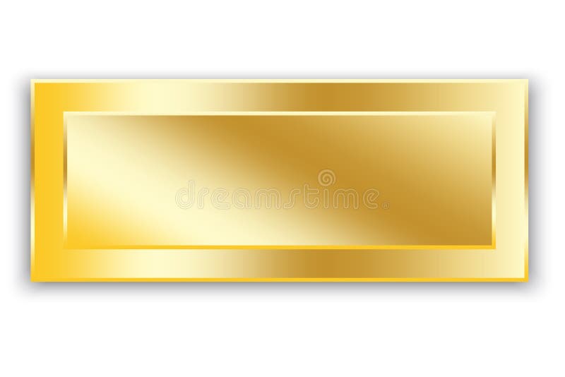 Golden Plate Icon. Name Tag. Rectangular Shape. Realistic Design ...