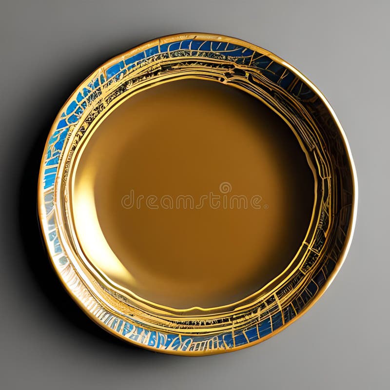 Golden Plate Over White Background, Empty Plate Illustration Stock ...