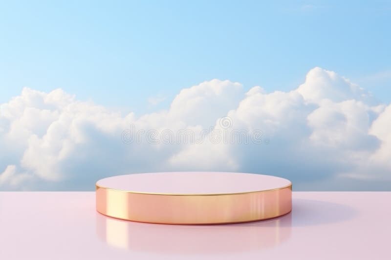 Golden Platform with Cloudy Sky Background Stock Photo - Image of ...