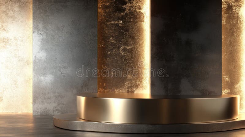 Golden Platform with Glowing Backdrop Stock Illustration - Illustration ...