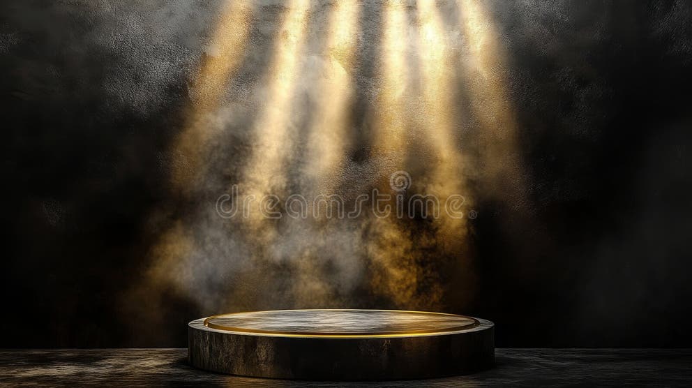 A Golden Platform, Glowing Light, and Ancient Stone Columns Stock Image ...