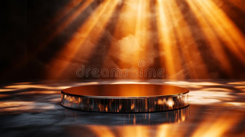 Golden Platform Illuminated by Dramatic Light Rays Stock Illustration ...