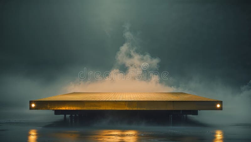 Golden Platform Illuminated by Dramatic Lighting in Smoky Setting Stock ...