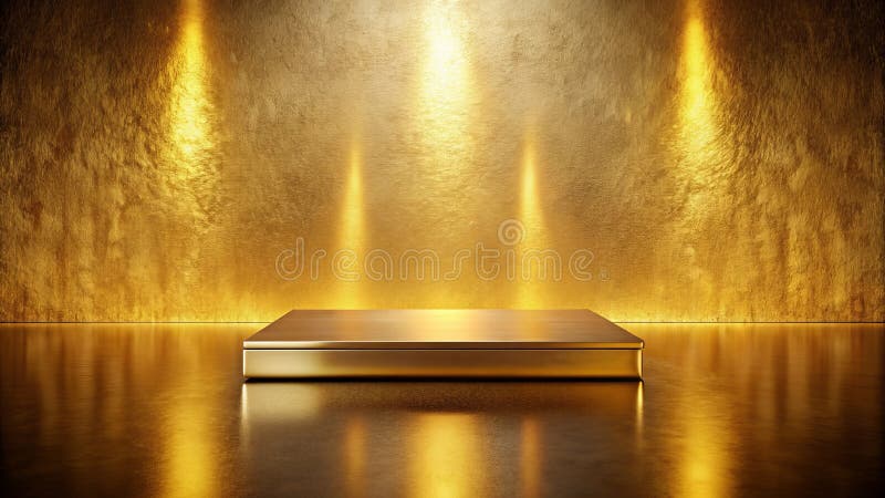 Golden Platform on a Reflective Surface with Warm Lighting. Generative ...