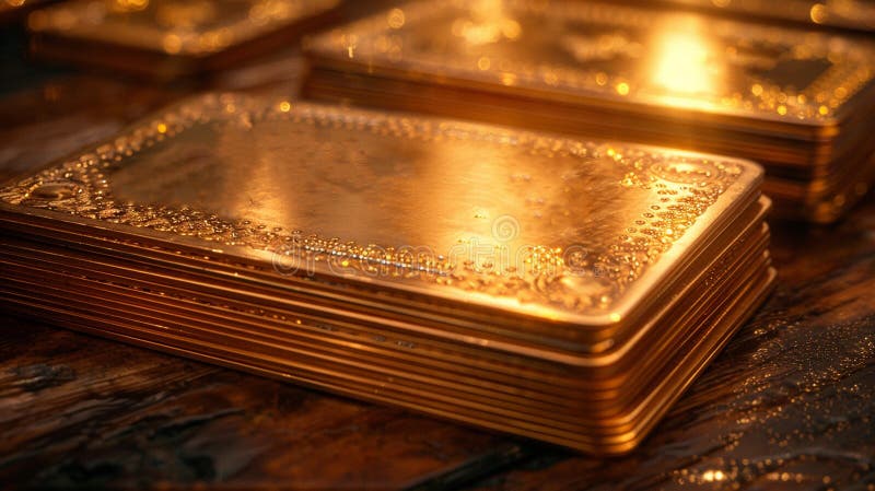 Golden Playing Cards on the Table Stock Illustration - Illustration of ...