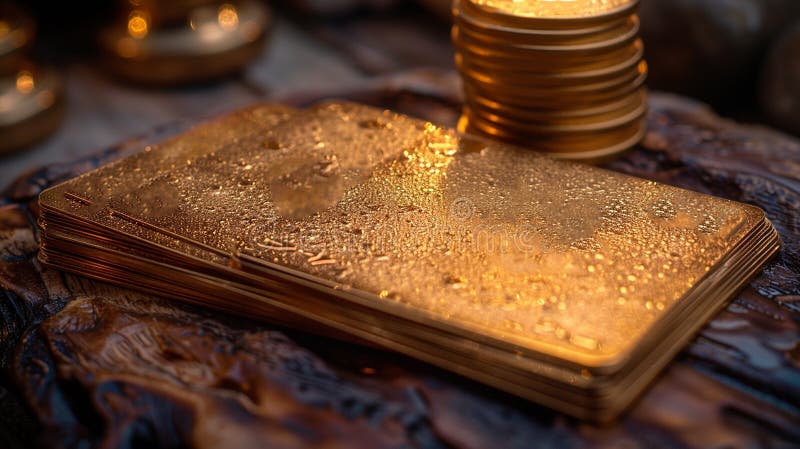 Golden Playing Cards on the Table Stock Illustration - Illustration of ...