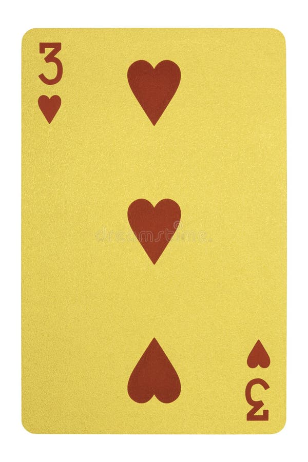 Golden Playing Cards, Three of Hearts Stock Image - Image of betting ...