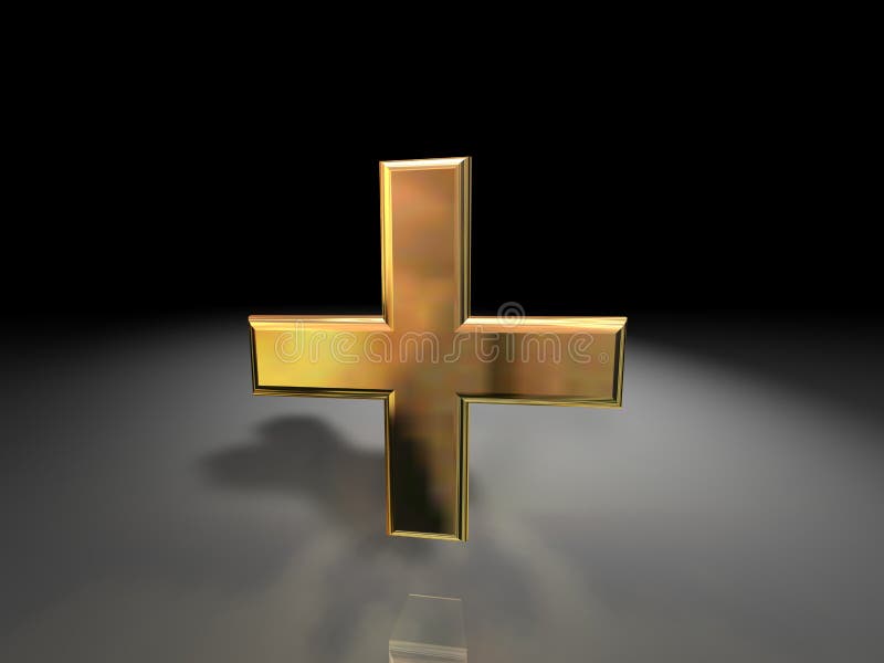 3D Golden Addition Symbol stock illustration. Illustration of golden ...