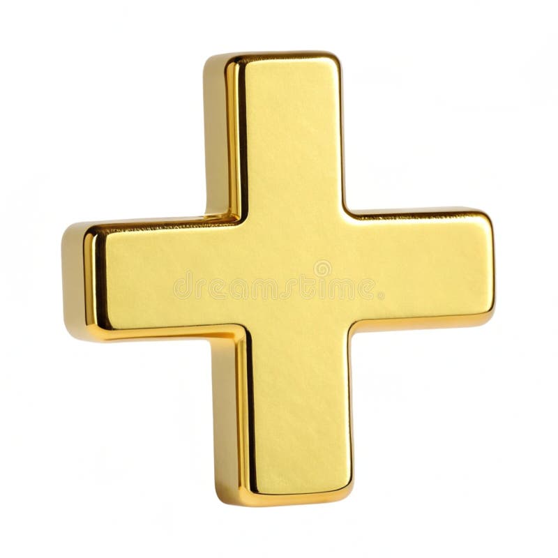 Golden Plus Sign on Transparent Background Stock Illustration ...