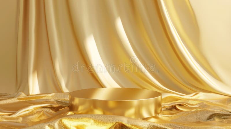 A Golden Podium Adorned with Drapes Creates a Luxurious and Stylish ...