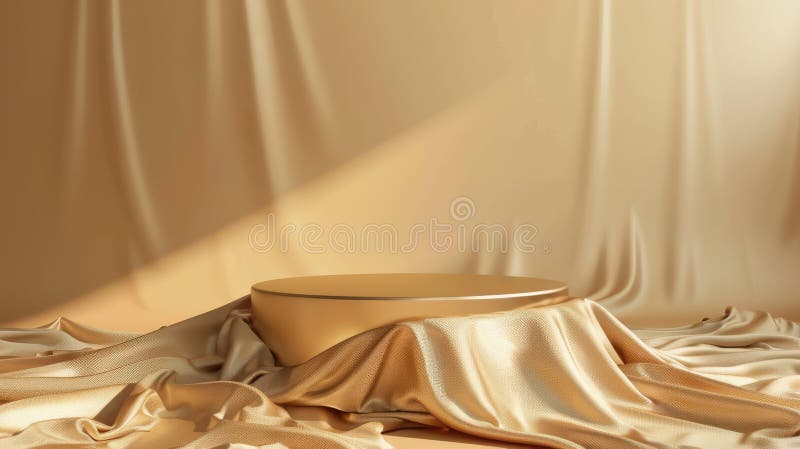 A Golden Podium Adorned with Drapes Creates a Luxurious and Stylish ...