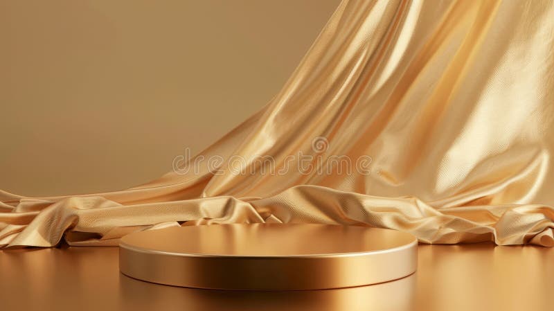 A Golden Podium Adorned with Drapes Creates a Luxurious and Stylish ...