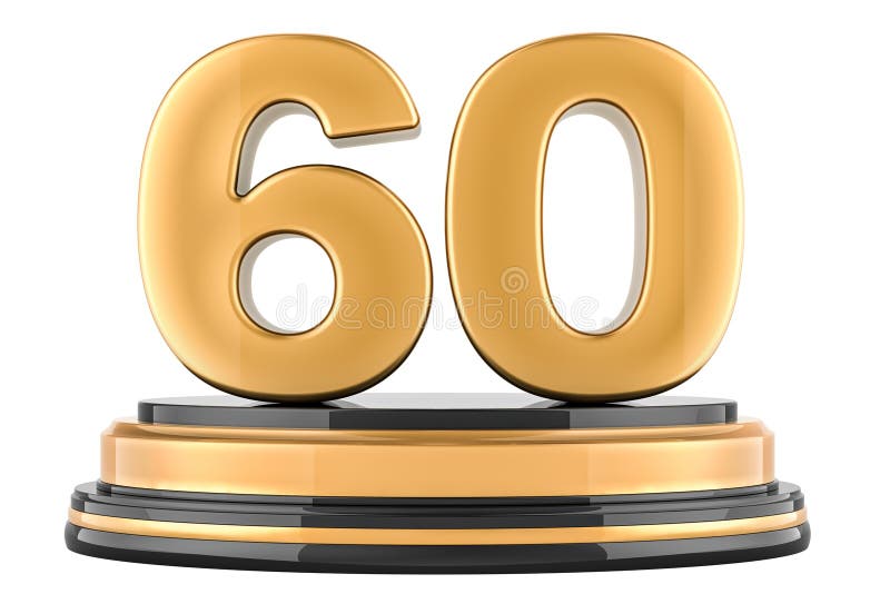 Golden 60 Podium, Award Concept. 3D Rendering Stock Illustration ...