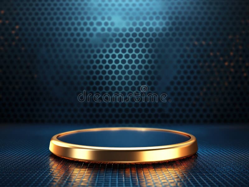 Golden Podium on Blue Metallic Background. Stock Illustration ...