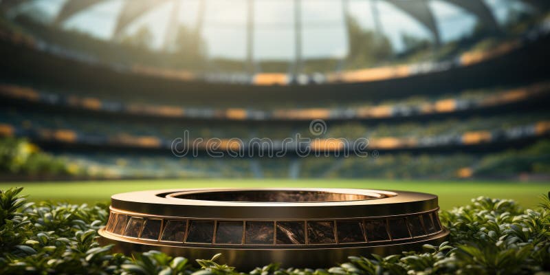 Golden Podium in the Center of a Stadium. Stock Illustration ...