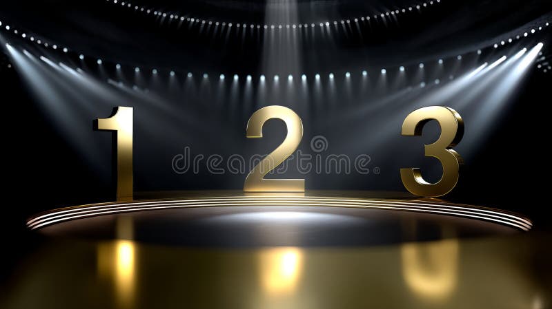 Golden Podium with Numbers 1, 2, and 3. a Stunning Visual ...