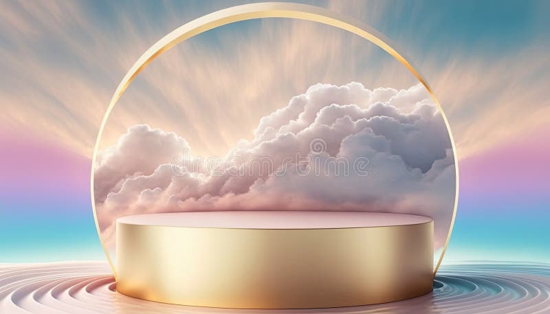 Golden Podium Product Advertising Stage Background Platform Surrounded ...