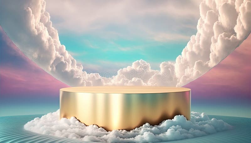 Golden Podium Product Showcase Stage Background Platform Surrounded by ...