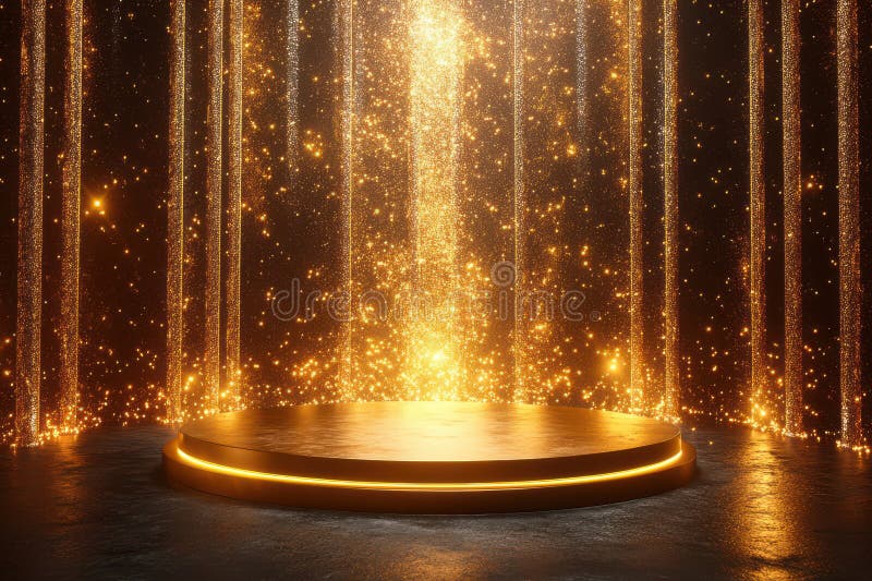 Golden Podium Sparkling Background Award Ceremony Stock Illustration ...