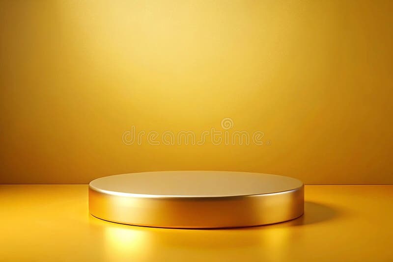 Golden Podium, Yellow Backdrop, Studio Lighting, Product Display Stock ...