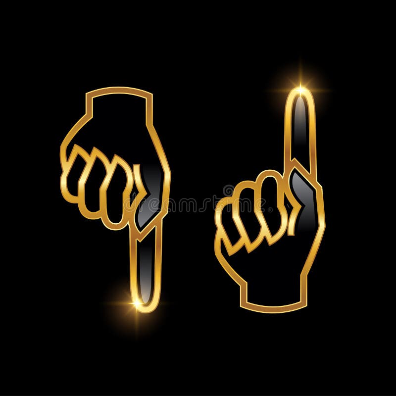 Golden Pointing Finger Hand Sign Stock Vector - Illustration of gold ...