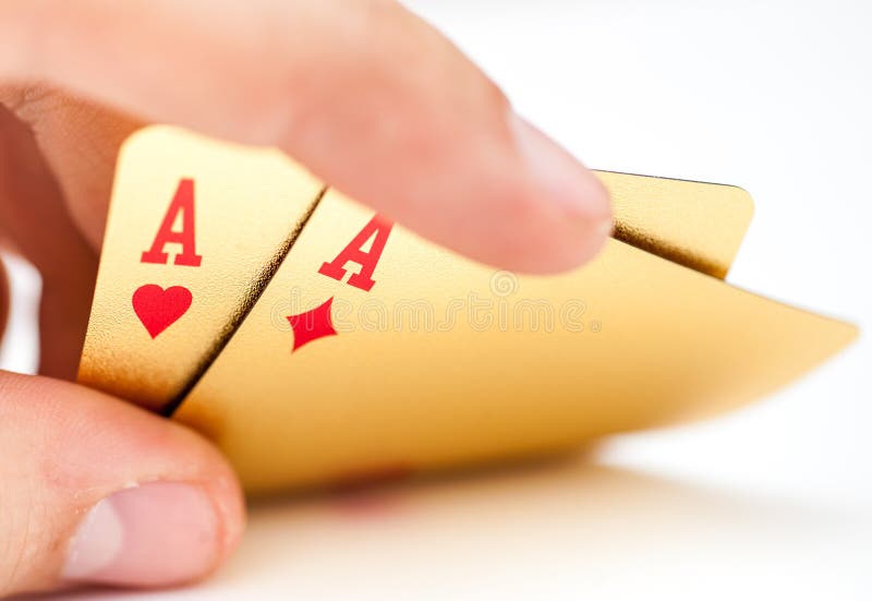 Golden poker cards stock image. Image of luck, color - 66518891