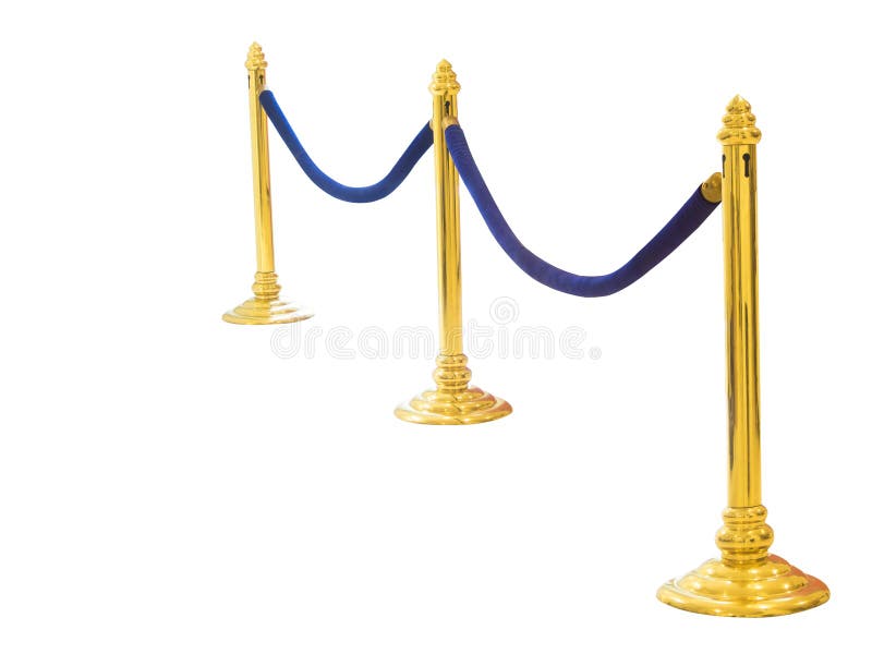 Golden Pole Barricade Isolated on White Stock Image - Image of ...