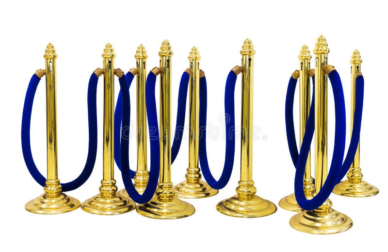 Set of Golden Barricade or Stand Barrier Rope Isolated. Stock Photo ...