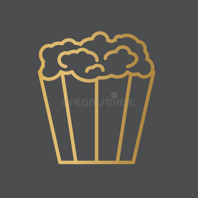 Golden popcorn icon stock vector. Illustration of film - 177751343