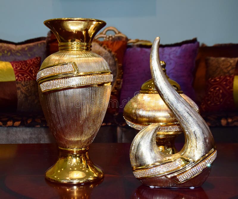 Golden Pot Decoration for Interior Stock Photo - Image of interior ...
