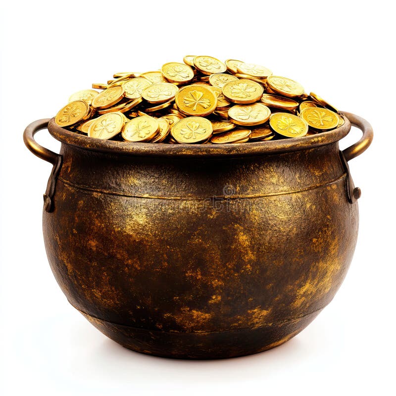 A Golden Pot Filled with Coins, Symbolizing Wealth and Luck Stock Image ...