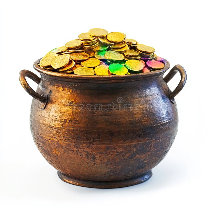 A Golden Pot Filled with Coins, Symbolizing Wealth and Luck Stock Image ...