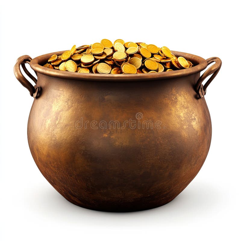 A Golden Pot Filled with Coins, Symbolizing Wealth and Luck Stock Image ...