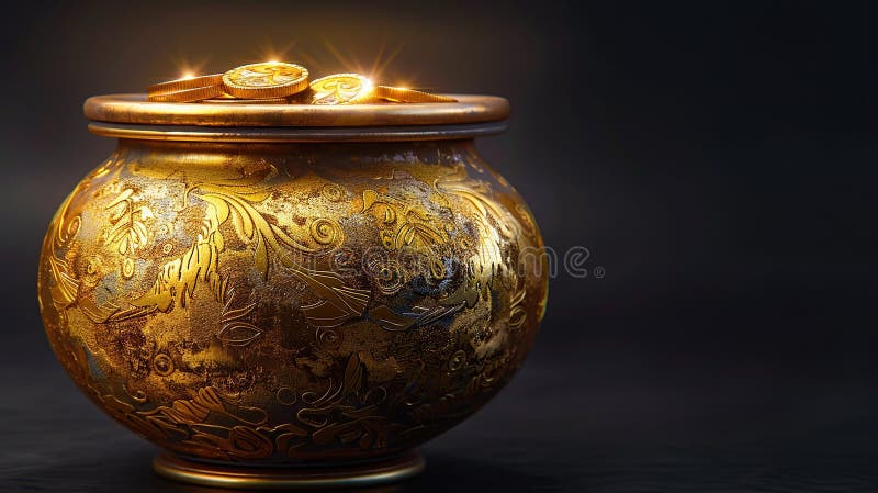Golden Pot of Fortune stock illustration. Illustration of success ...