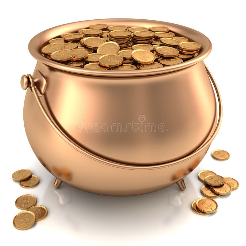 Pot of gold coins stock illustration. Illustration of bank - 20714244
