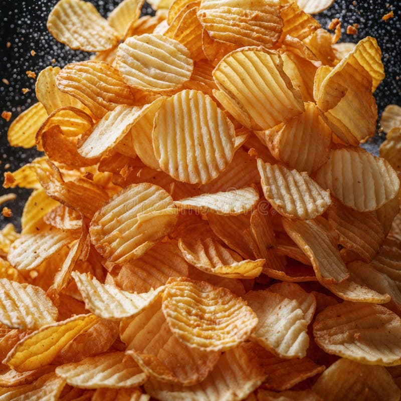 A Golden Potato Chips Exploding Background Stock Illustration ...