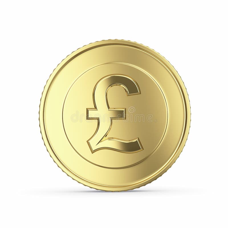 Golden Pound Coin on White Background Stock Illustration - Illustration ...