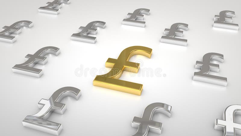 Golden Pound Symbol in the Middle of Silver Pound Symbol Stock ...