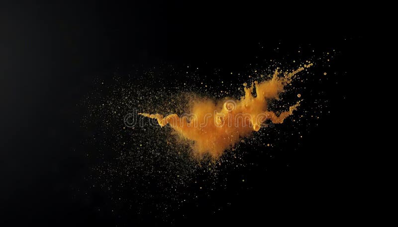 Golden Powder Explosion Against Black Background Stock Illustration ...