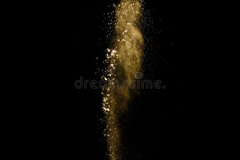 Golden Powder Explosion on Black Background. Stock Image - Image of ...