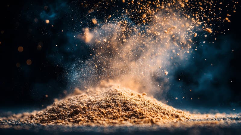 Golden Powder Explosion on Dark Background Stock Image - Image of ...