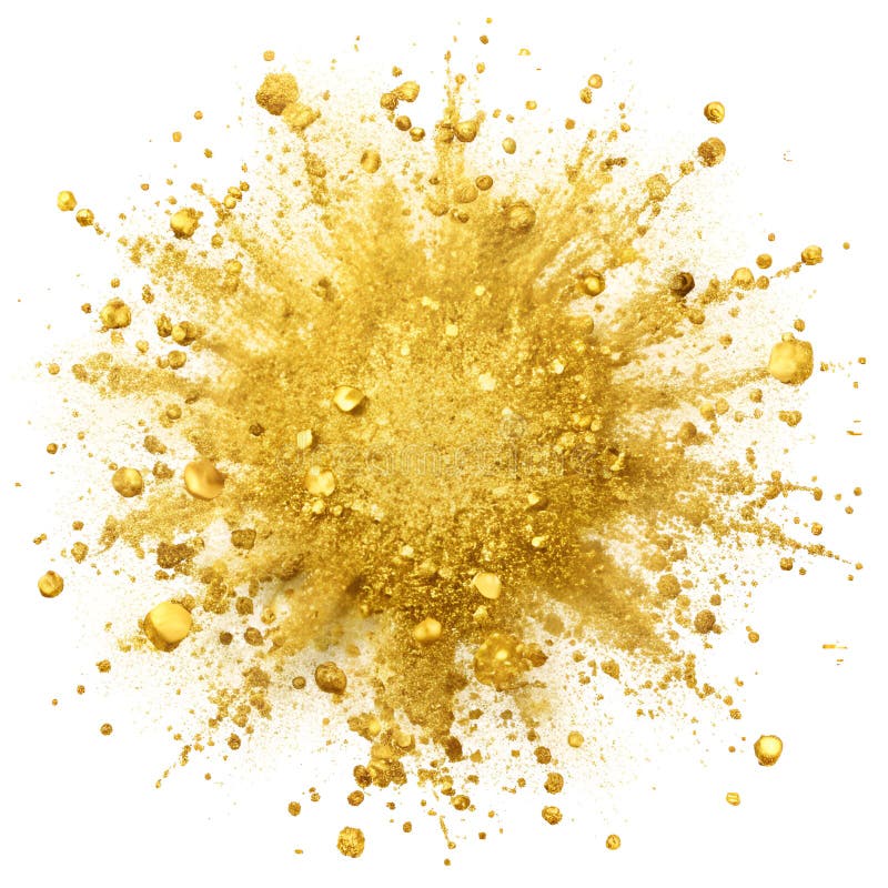 Golden Powder Explosion on White Background Creative Abstract ...