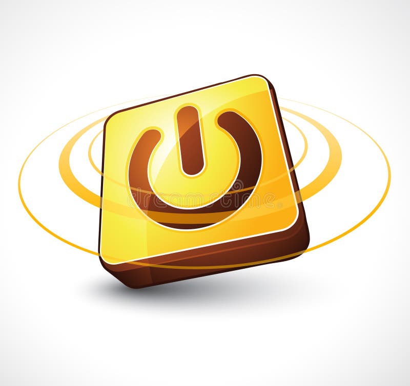 Golden power button stock vector. Illustration of icon - 14200759